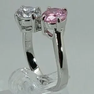 Unique Vintage | Jewelry | Vintage Toi Et Moi 2ct Pink And Clear Round ...